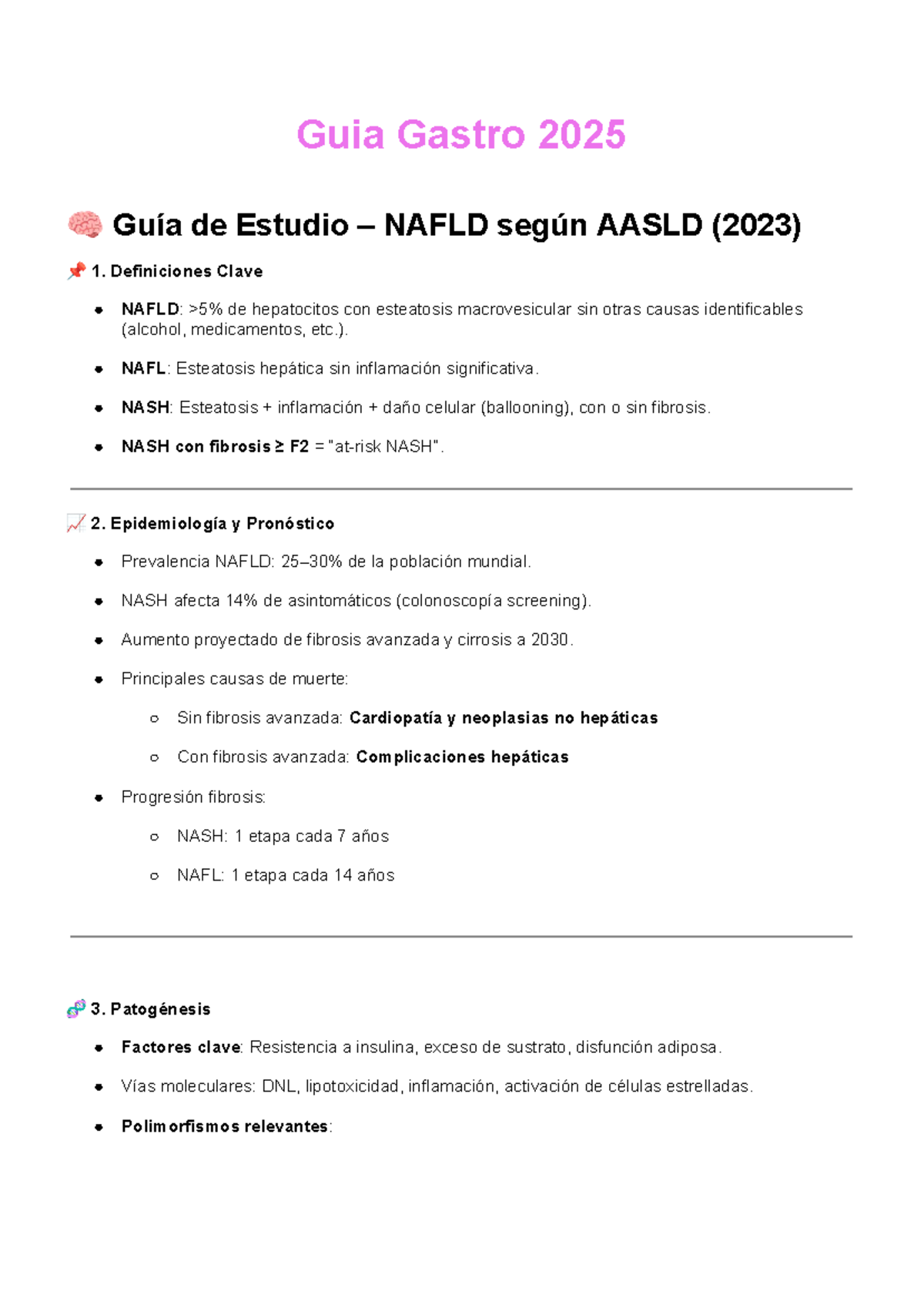 Guía de Estudio NAFLD y MASLD según AASLD 2023 - Gastro 2025 - Studocu