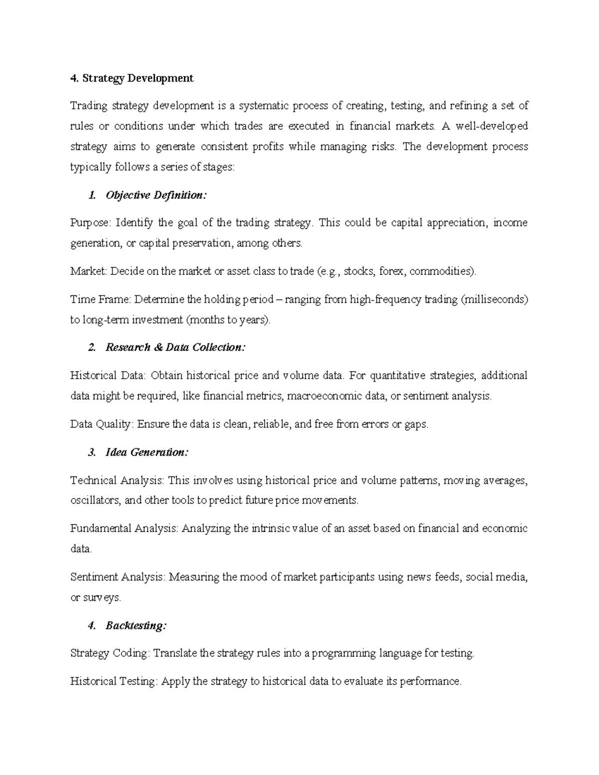 4 Strategy Development - 4. Strategy Development Trading strategy ...