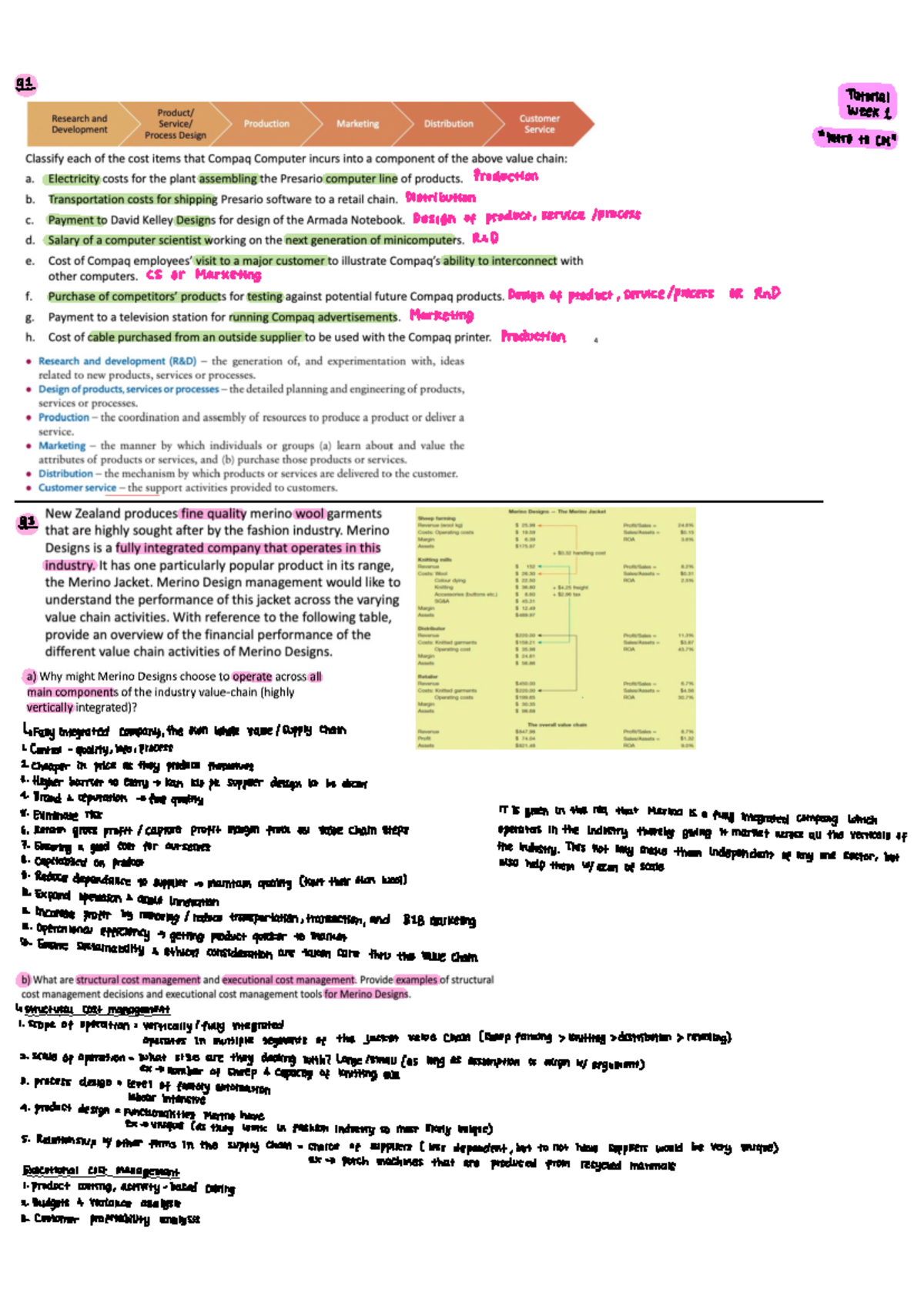 Cost Management Tutorial 1 - I Tutorial Week 1 "Intro to CM" Production Distribution - Studocu
