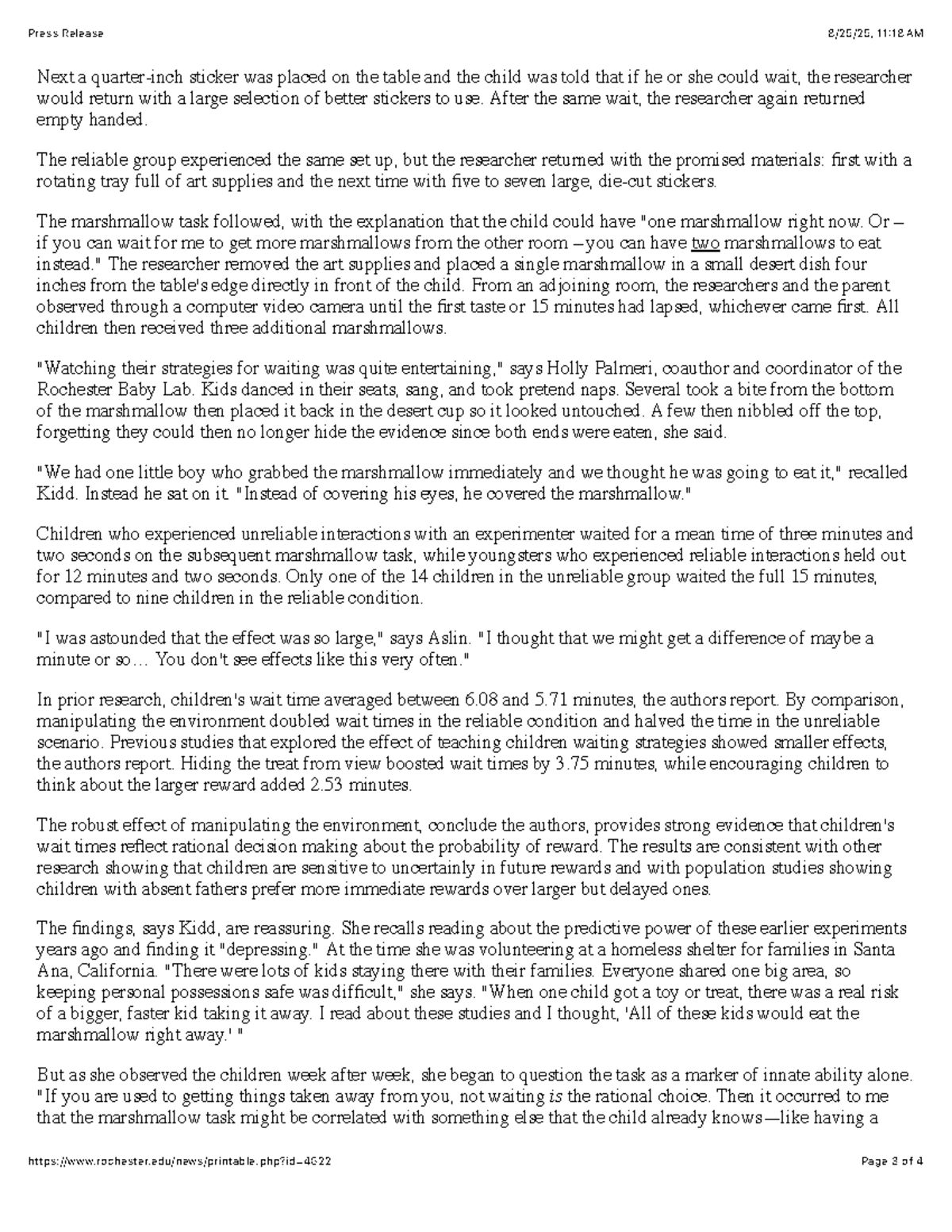 Children's Delayed Gratification in Marshmallow Test: Research Findings ...