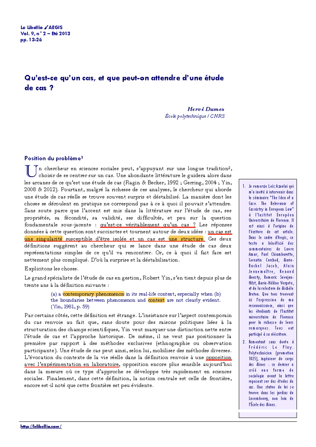 Étude de Cas en Méthodologie Comparée en Sciences Sociales (AEGIS ...