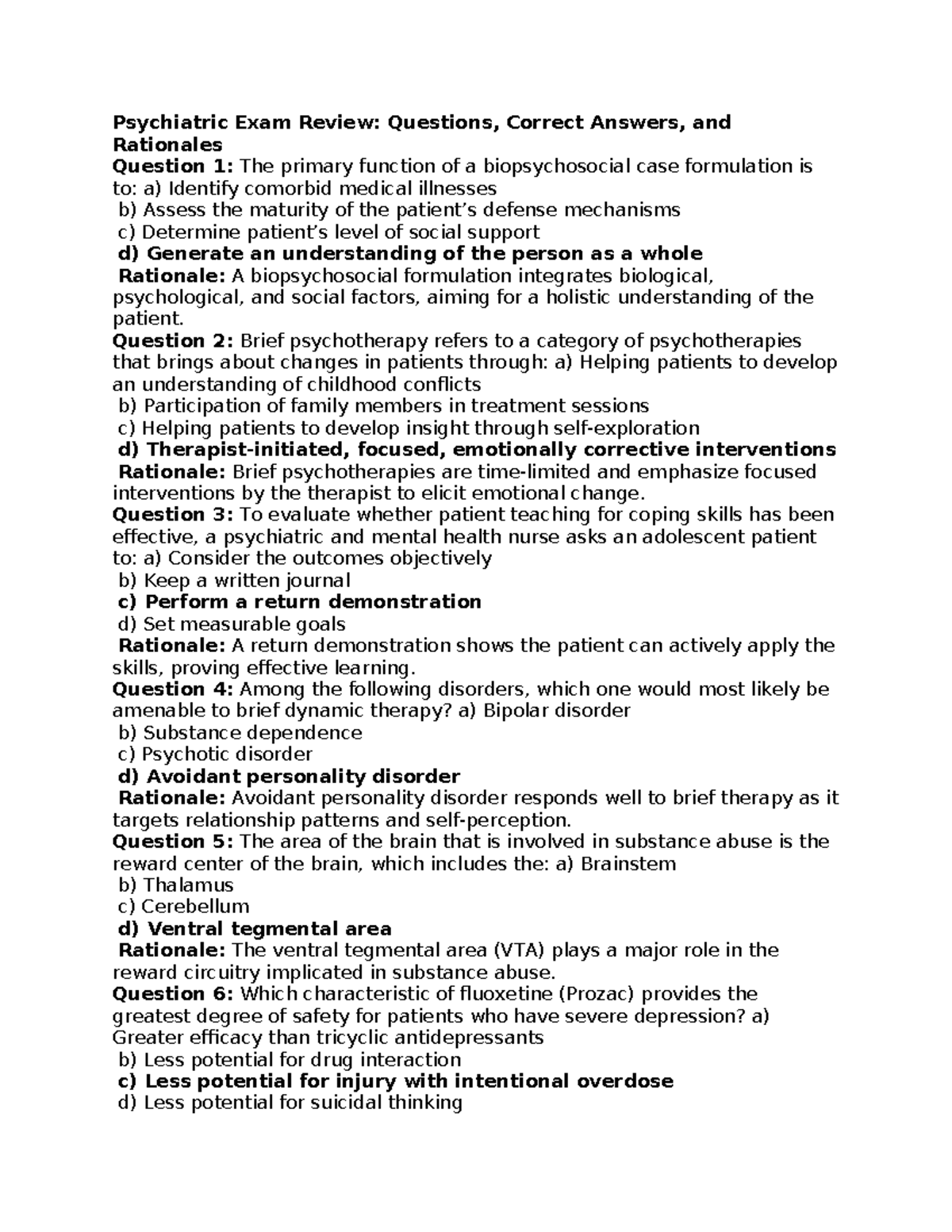 Psychiatric Exam Review: Questions & Rationales for Health NP Exam ...