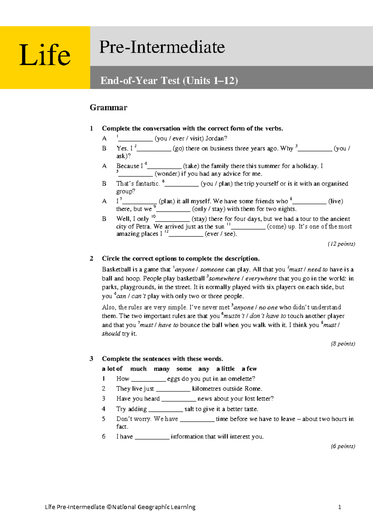 End-of-Year Test (Units 1-12) - Grammar & Vocabulary Practice - Studocu