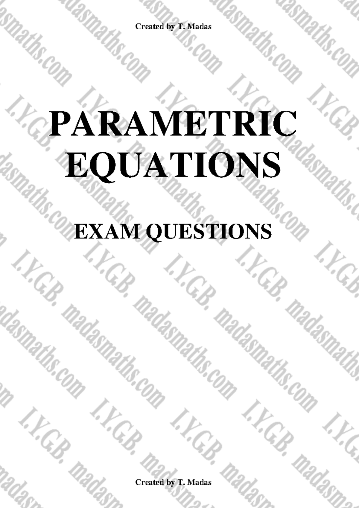 Parametric Equations Exam Questions - MATH 101 - Studocu