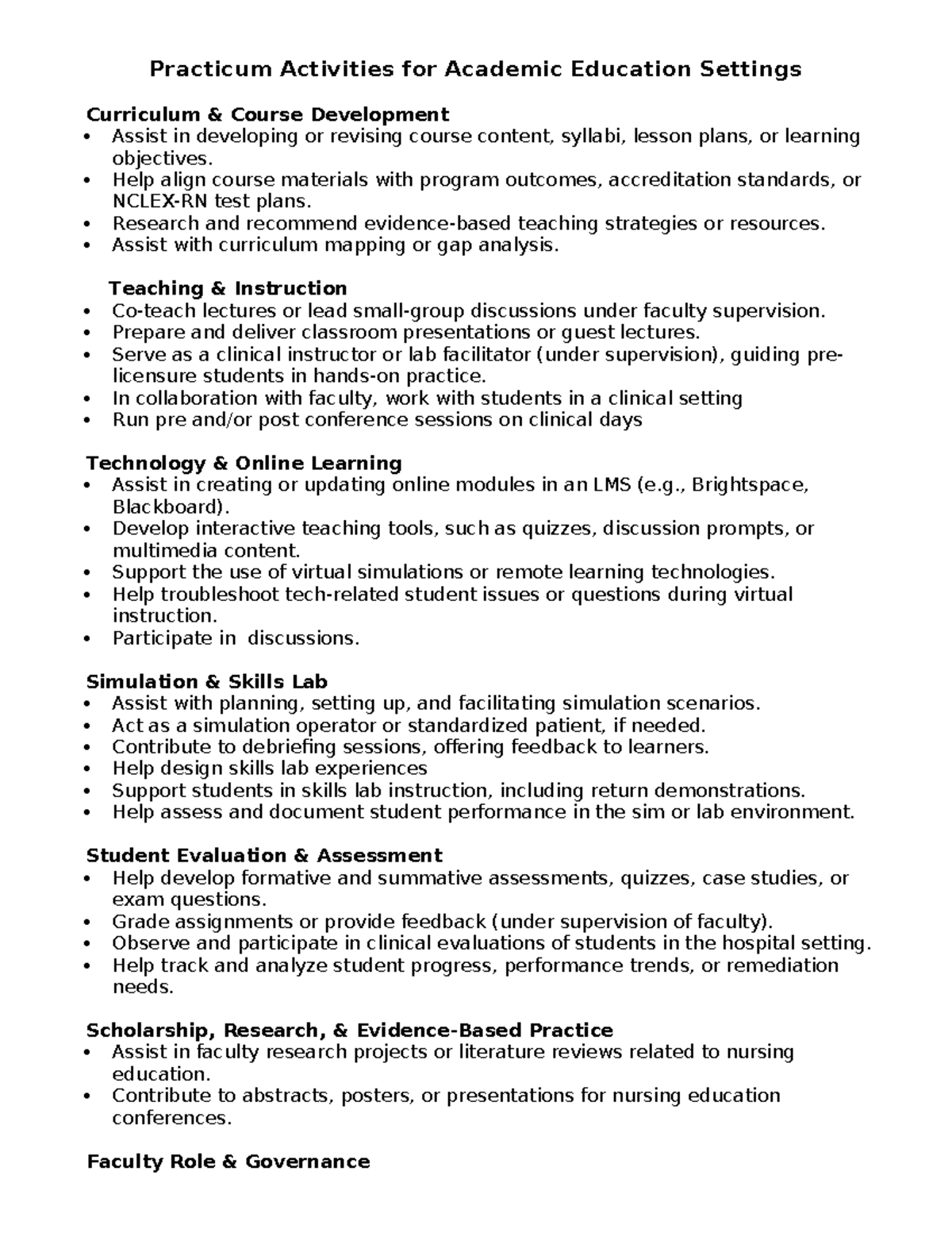 Practicum Activities for Academic Education Settings (EDU 301) - Studocu