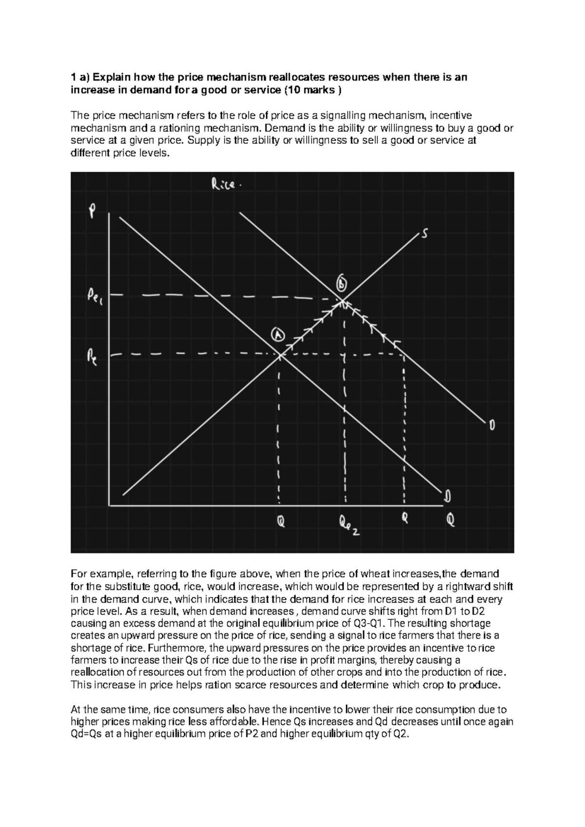 [10 Marker]-Price Mechanism - 1 a) Explain how the price mechanism ...