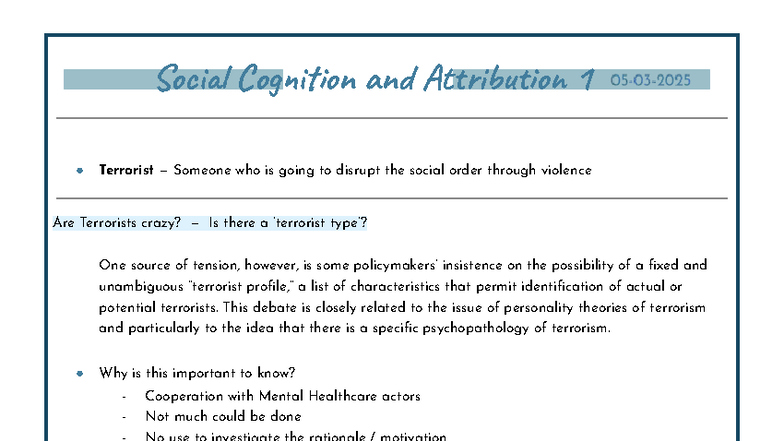 SOC 101: Lesson 2 - Understanding Terrorism and Social Cognition ...