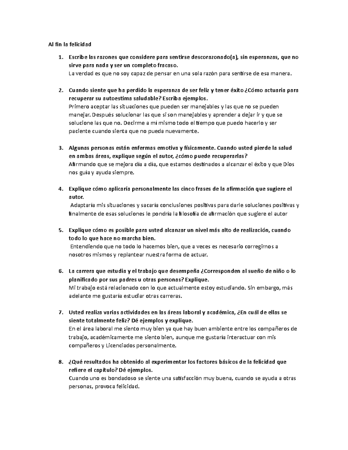 Al fin la felicidad - Tarea sobre autoestima y realización personal ...