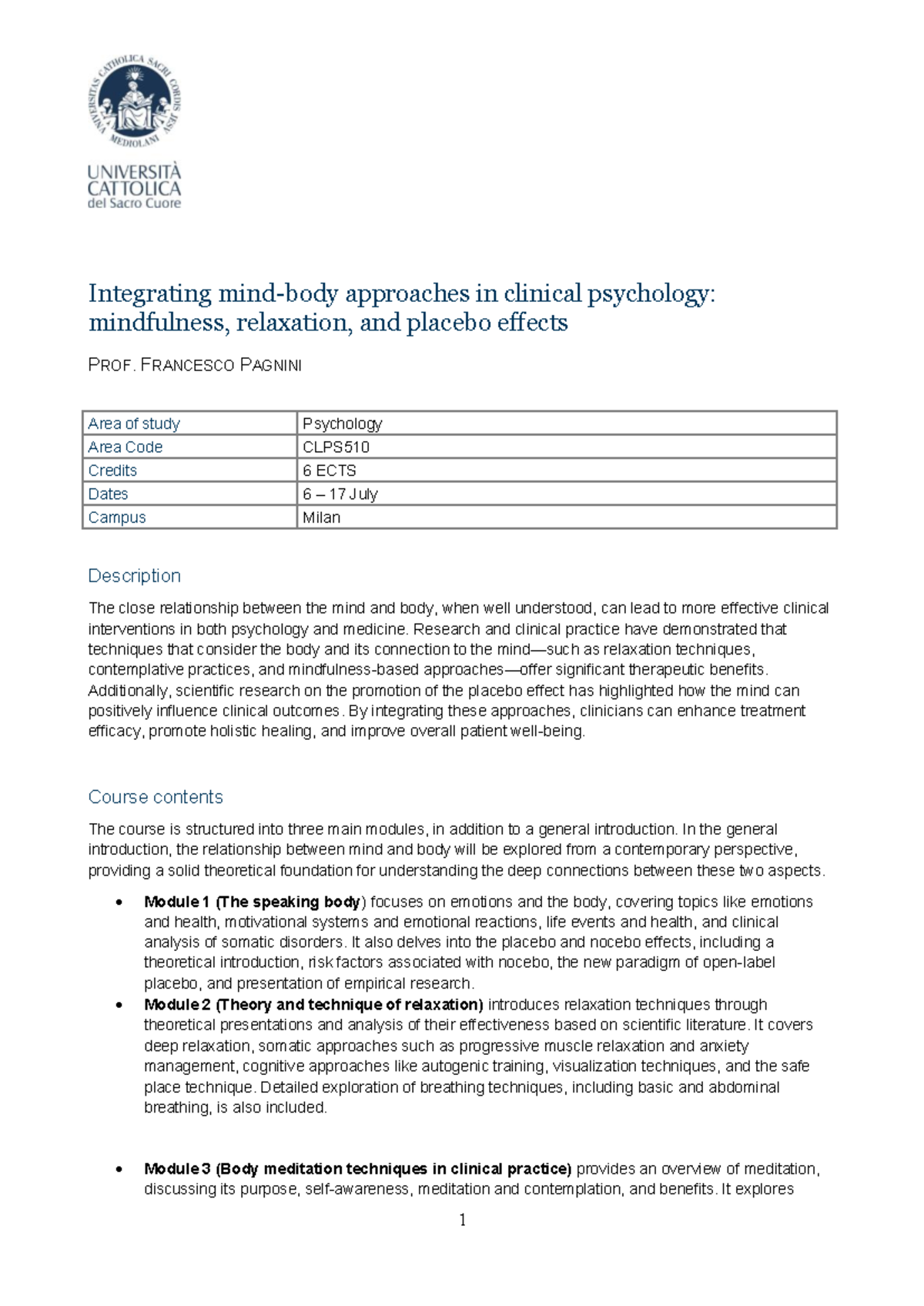 Integrating Mindfulness, Relaxation & Placebo in Clinical Psychology ...