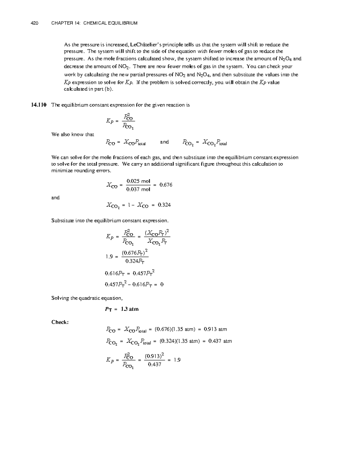 420 CHEMISTRY CHAPTER 14: CHEMICAL EQUILIBRIUM SOLUTIONS - Studocu