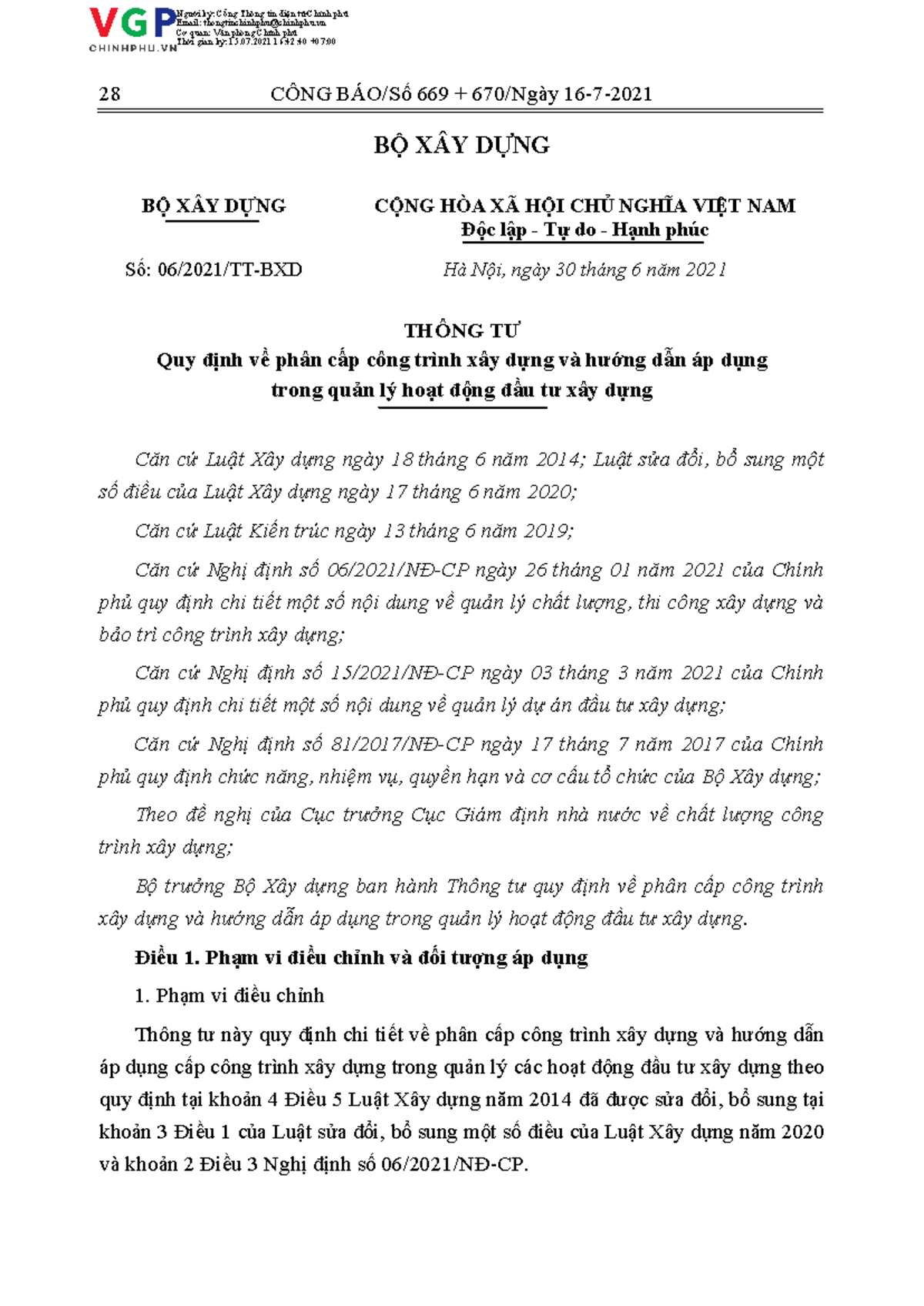 Document - asfdgh - BỘ XÂY DỰNG BỘ XÂY DỰNG Số: 06/2021/TT-BXD CỘNG HÒA ...