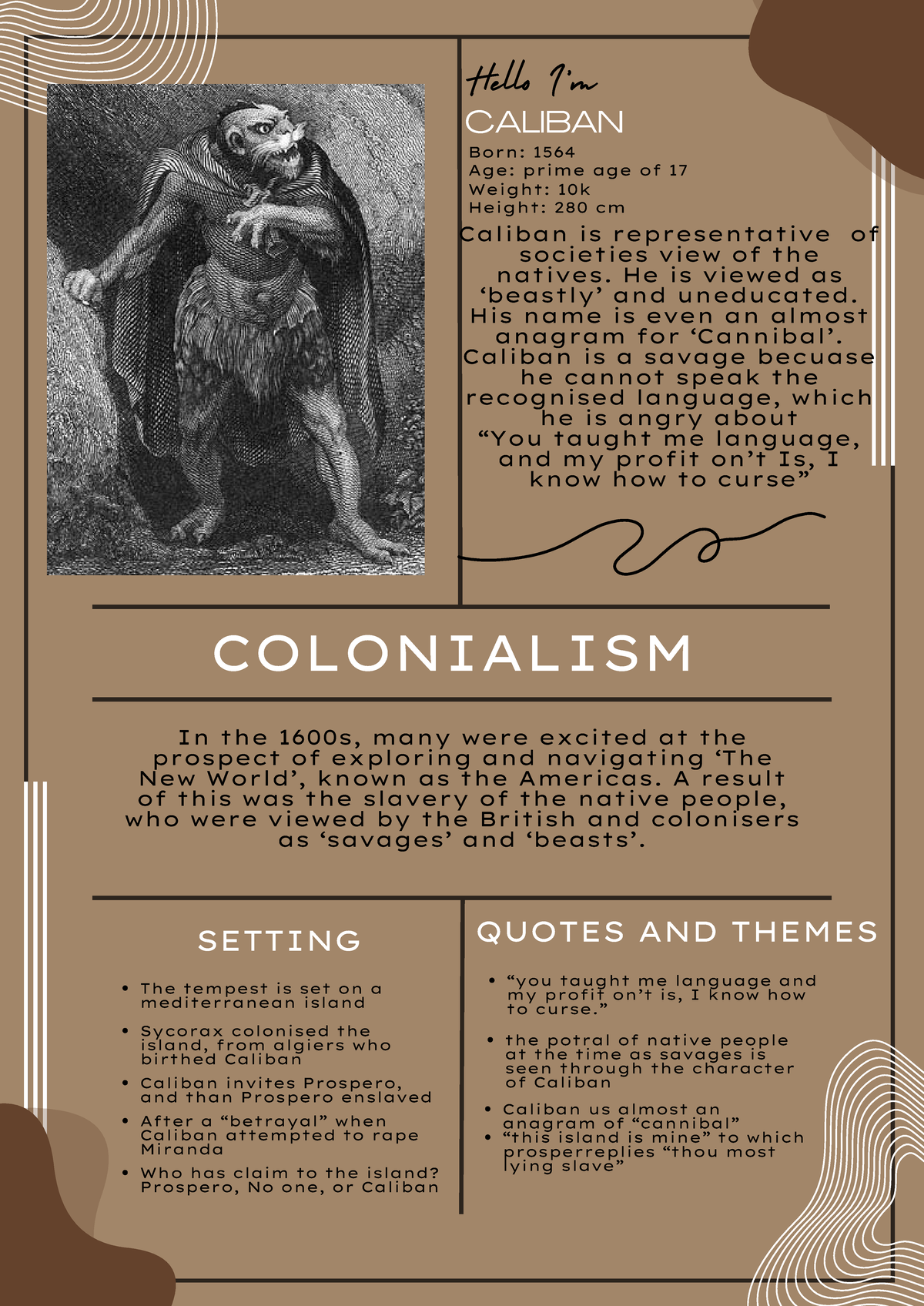 Colonisation Poster: Analyzing Caliban in The Tempest - Studocu