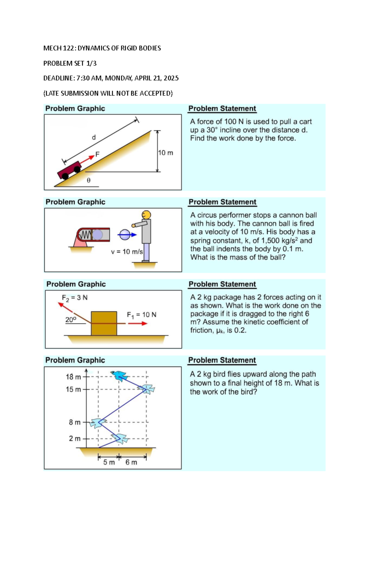 DRB PROBLEM SET - BS Civil Engineering - MECH 12 2 : DYNAMICS OF RIGID BODIES PROBLEM SET 1/ 3 ...