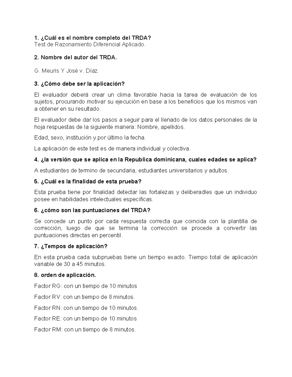 TRDA - Guía sobre el Test de Razonamiento Diferencial Aplicado - Studocu