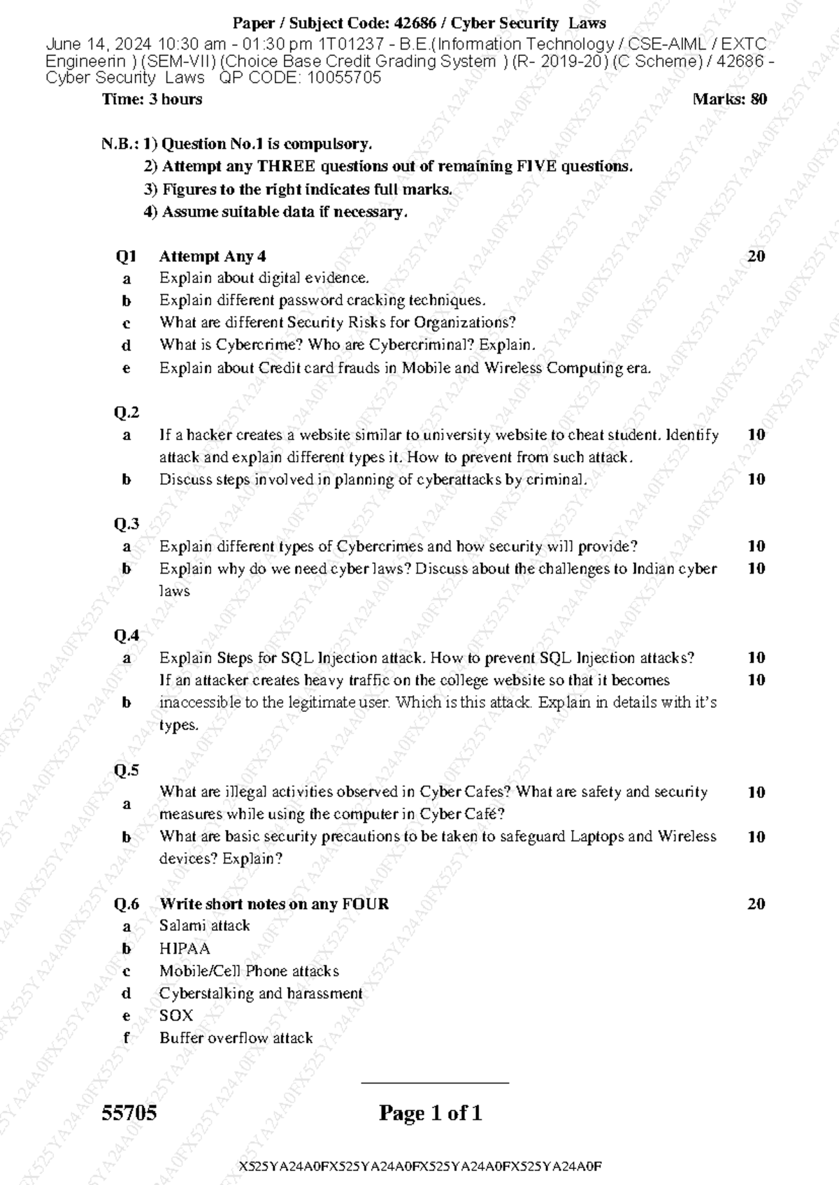 CSL 42686 Cyber Security Laws Final Exam Question Paper - May 2024 ...