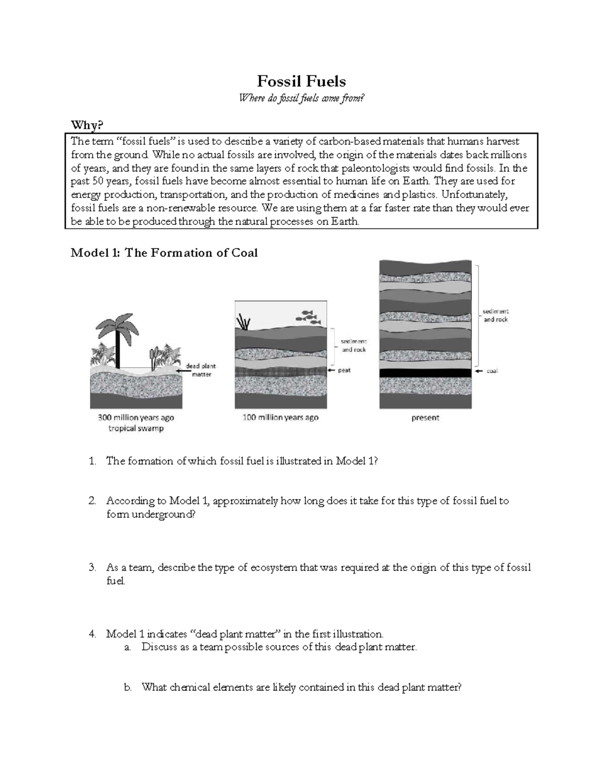 APES U6 6.5 Pogil: Understanding Fossil Fuels and Their Formation - Studocu