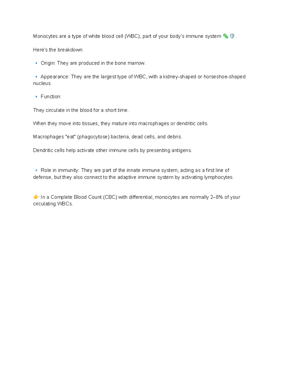 Monocyte Overview: Immune Function & Characteristics - Studocu