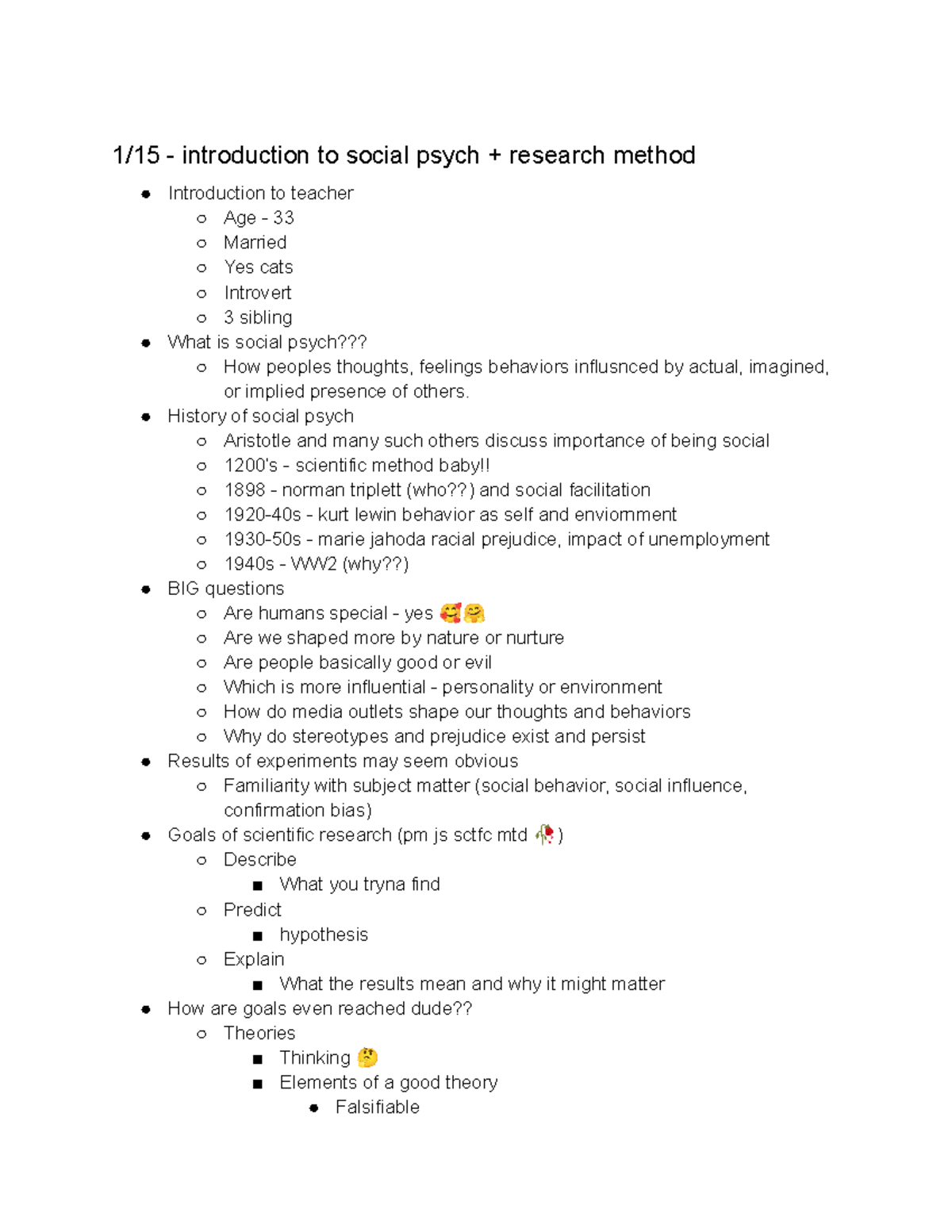 Psych 101 - Unit 1: Introduction to Social Psychology Research Methods ...