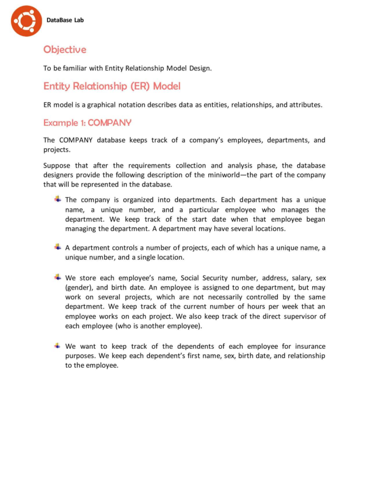 Lab01: Entity Relationship Model for Database Design - Studocu
