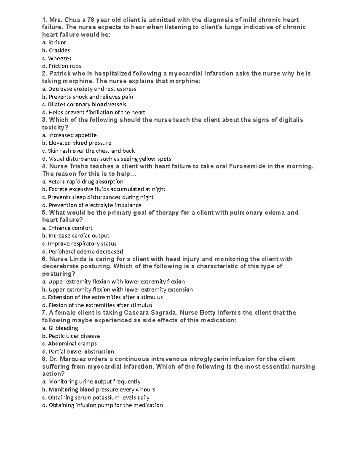 Nursing Review: Common Board Exam Questions for NUR 301 - Studocu