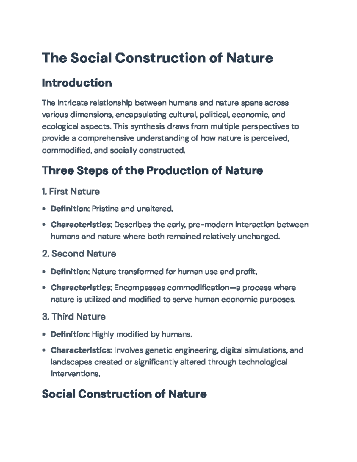 Social Construction of Nature: Perspectives and Processes Analysis ...