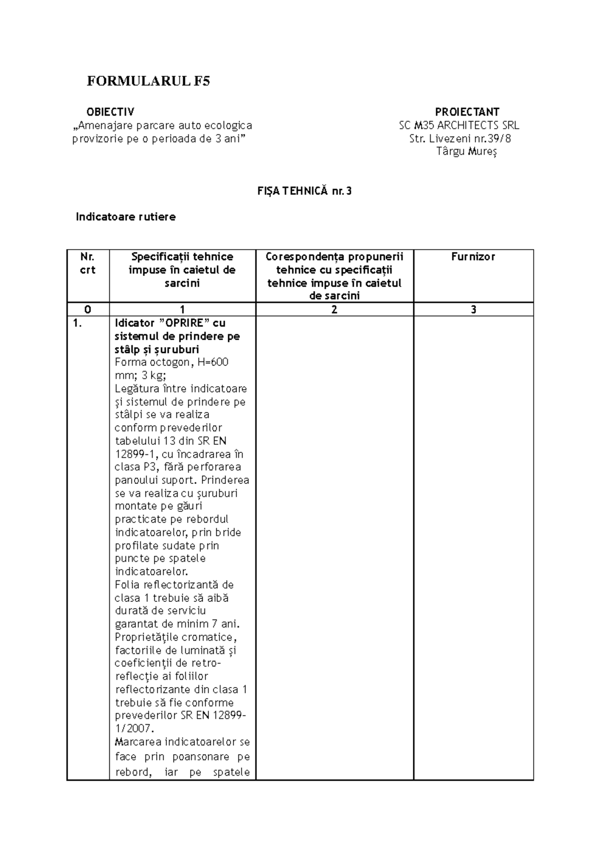 FISA Tehnica NR.3: Indicatoare Rutiere pentru Amenajare Ecologică - Studocu