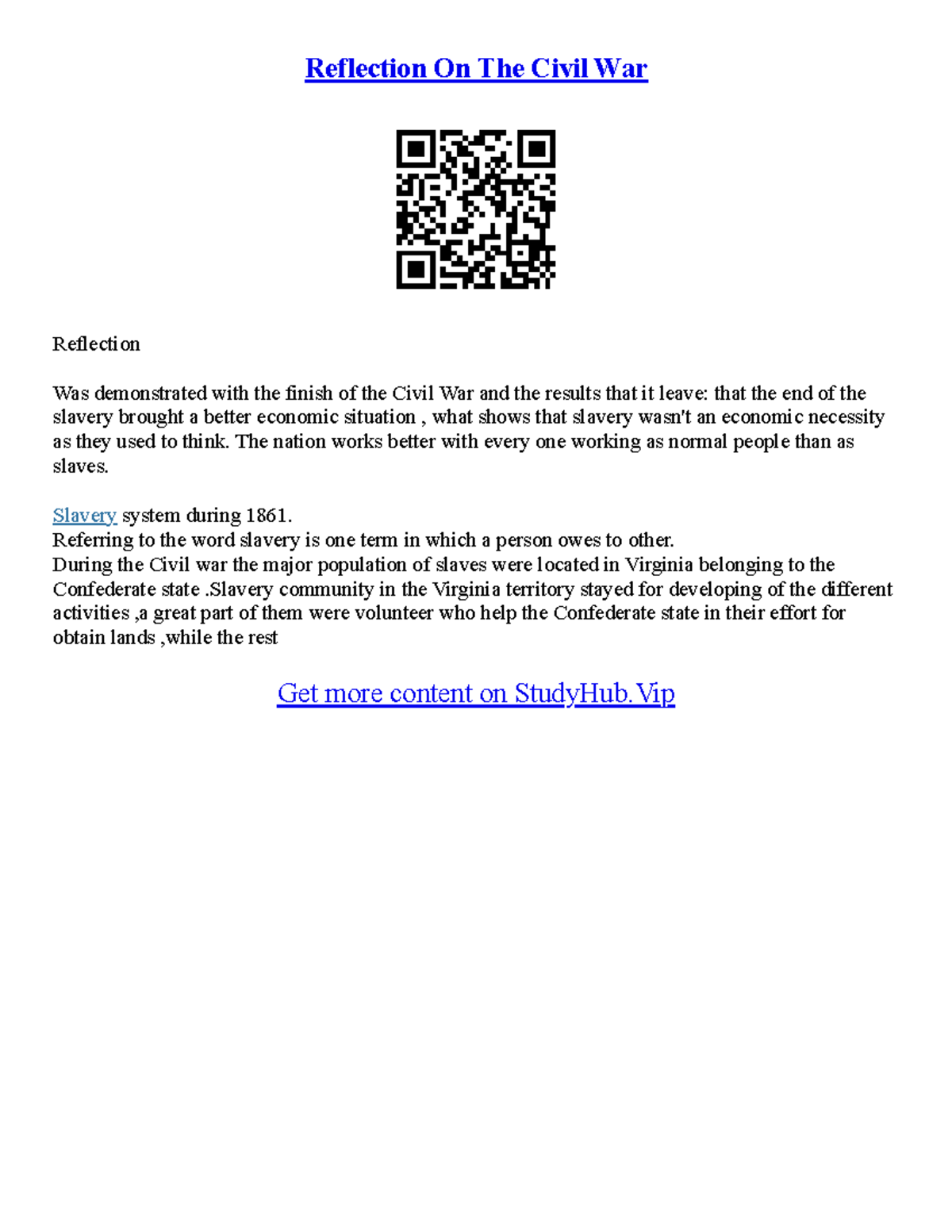 Essay on the U.S. Civil War: Impacts and Perspectives - Studocu