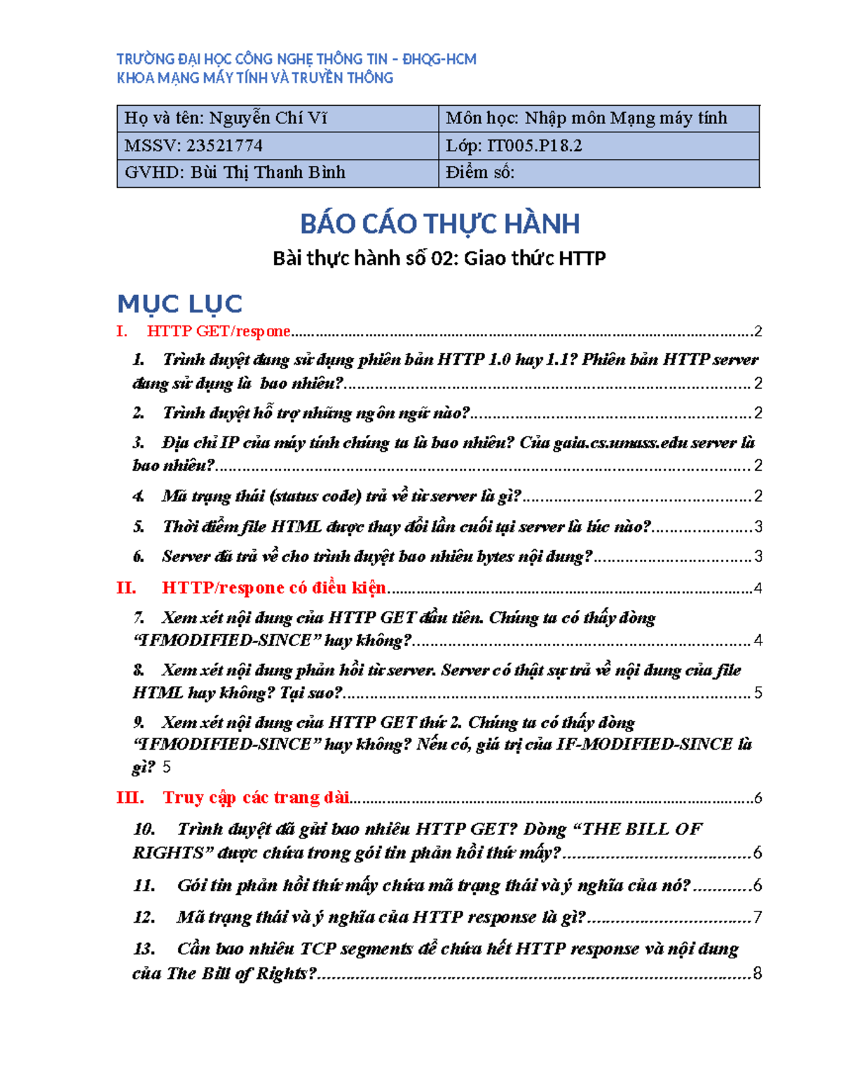 LAB02- IT005 - khong co gi dung vo - KHOA MẠNG MÁY TÍNH VÀ TRUYỀN THÔNG Họ và tên: Nguyễn Chí Vĩ ...