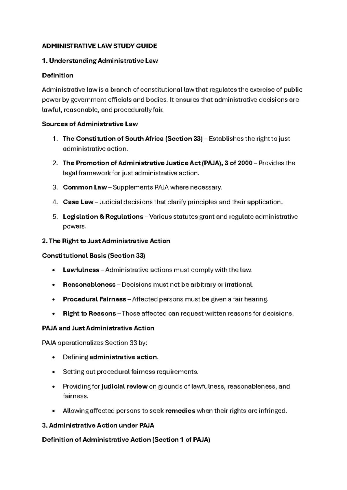 ADMINISTRATIVE LAW STUDY GUIDE: Key Concepts & Exam Strategies - Studocu