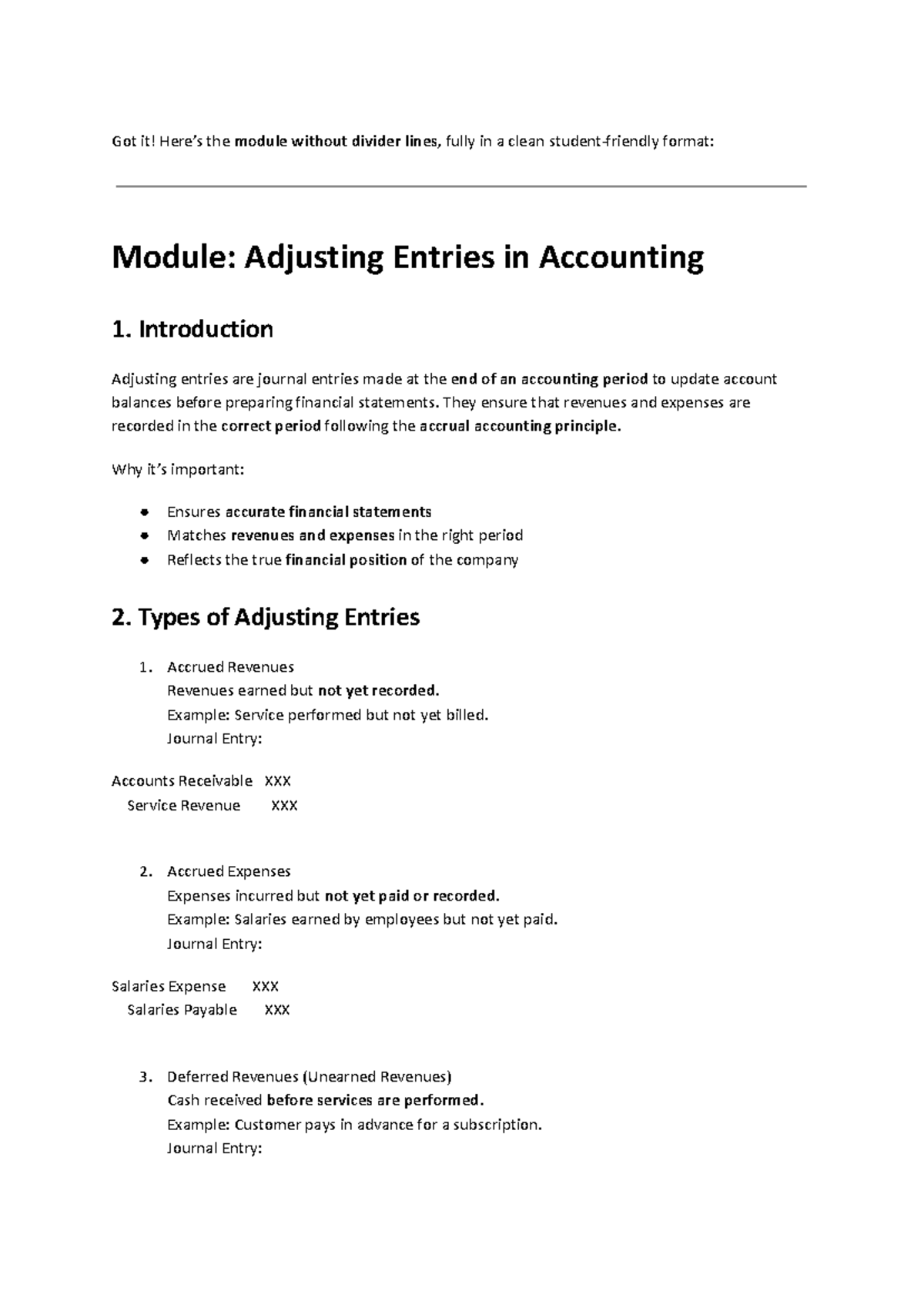 Adjusting Entries in Accounting: Key Concepts & Examples - Studocu
