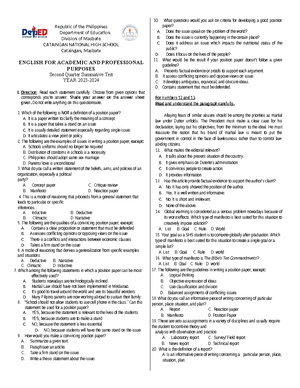 EAPP 2nd Quarter Exam - eapp - KEY ANSWER for English for Academic and Professional Purposes 2 ...