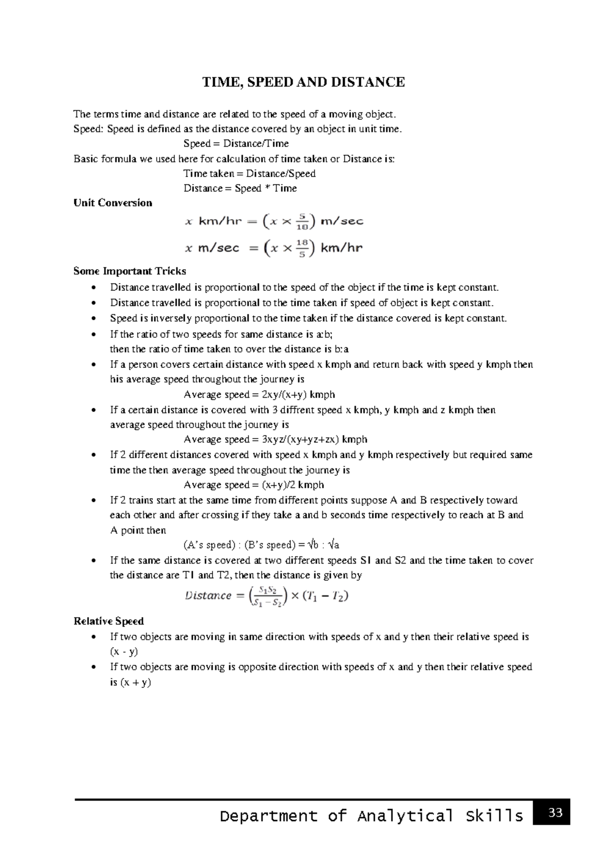 Unit II 5. Time speed and Distance Practice Problems - TIME, SPEED AND ...