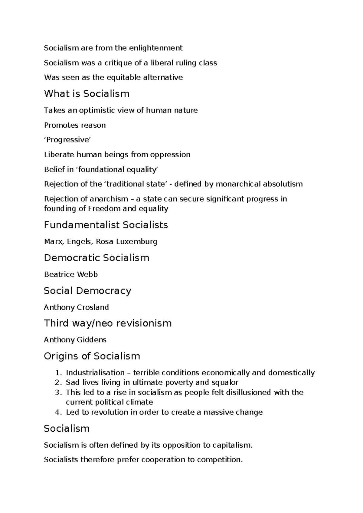Socialism: Key Concepts, Thinkers, and Economic Theories (POL101) - Studocu