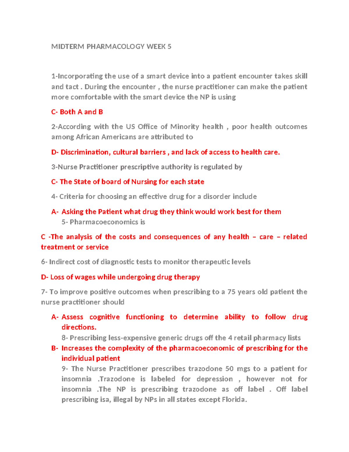 NSG 6005 Midterm Week 5 Review: Pharmacology Insights and Key Concepts - Studocu