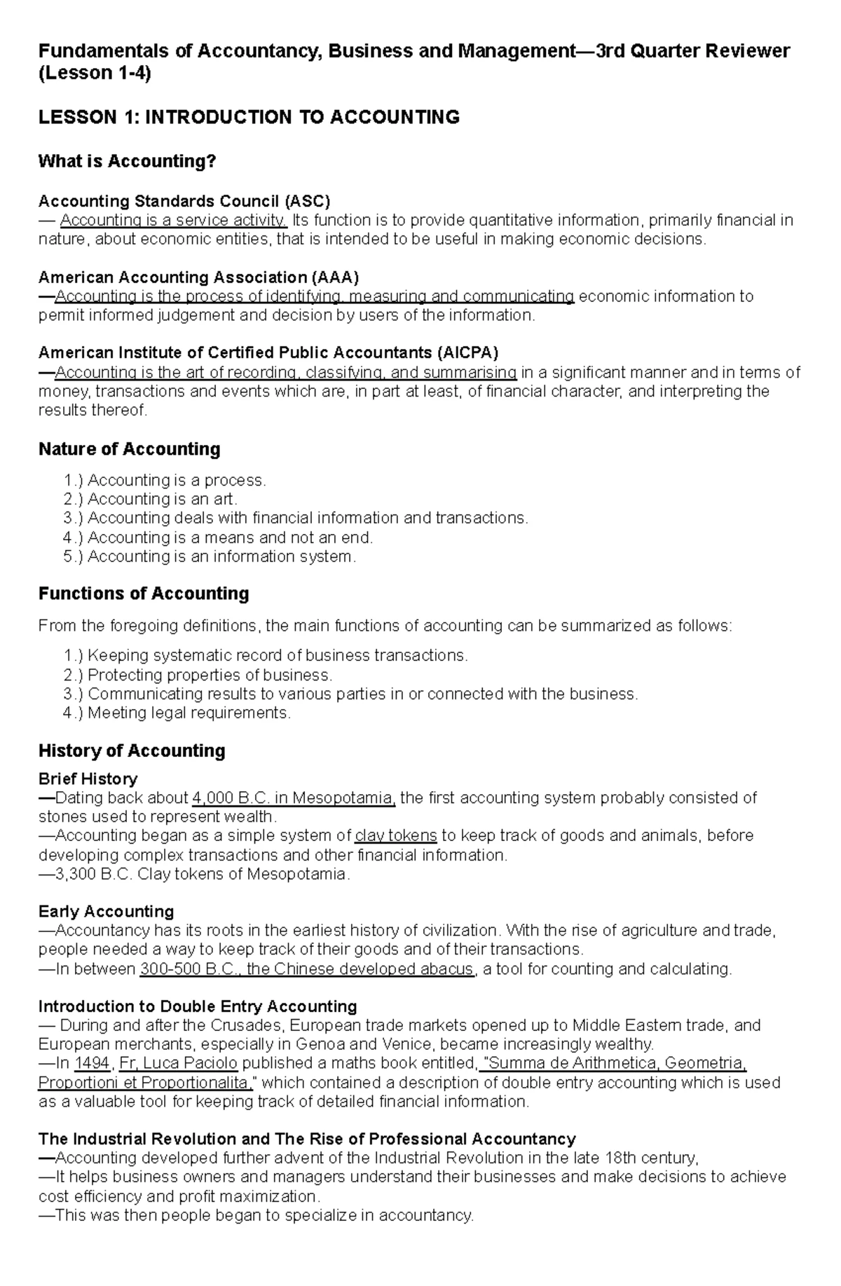 FABM Reviewer - Fundamentals of Accountancy, Business and Management ...