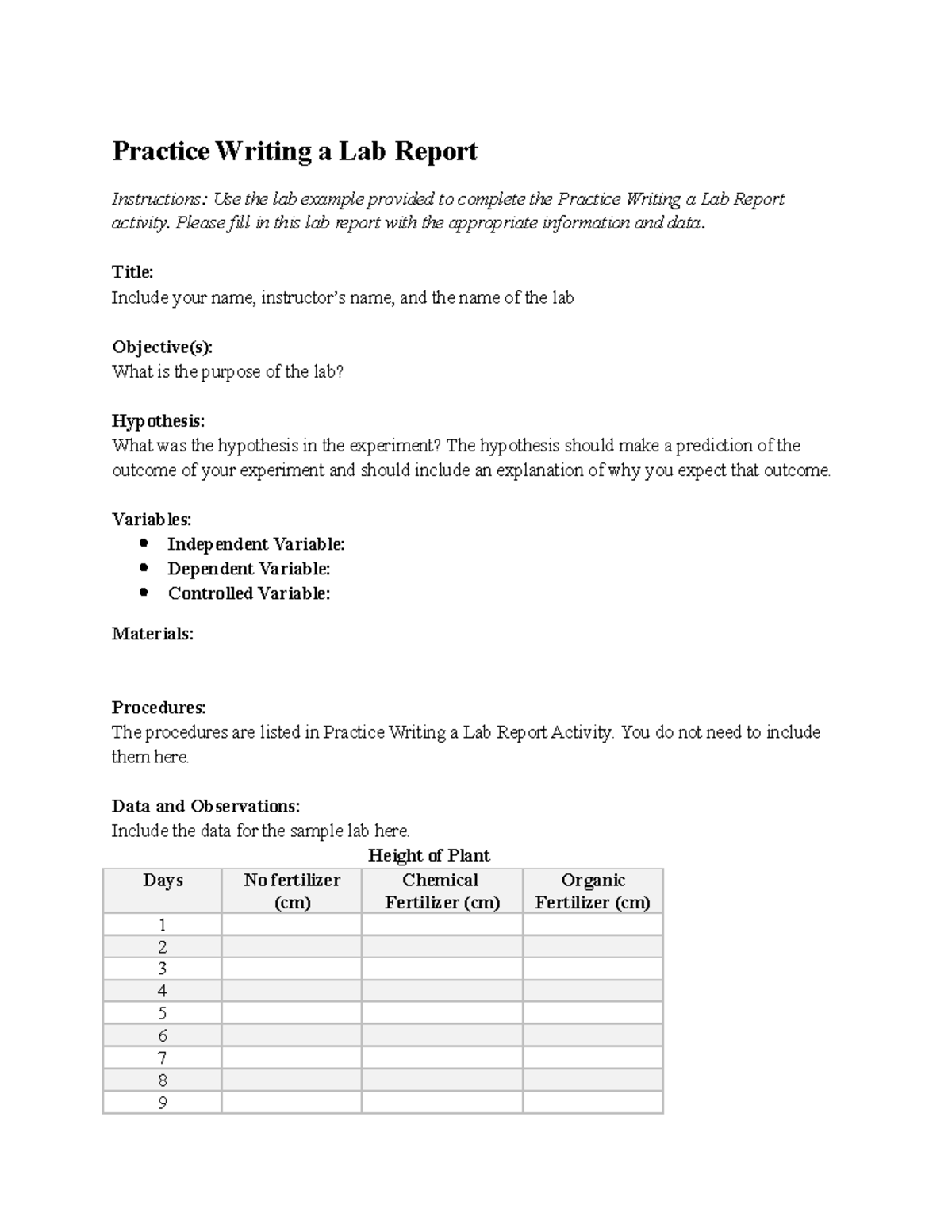 Biology 101: Lab Report Writing Practice Guidelines and Tips - Studocu