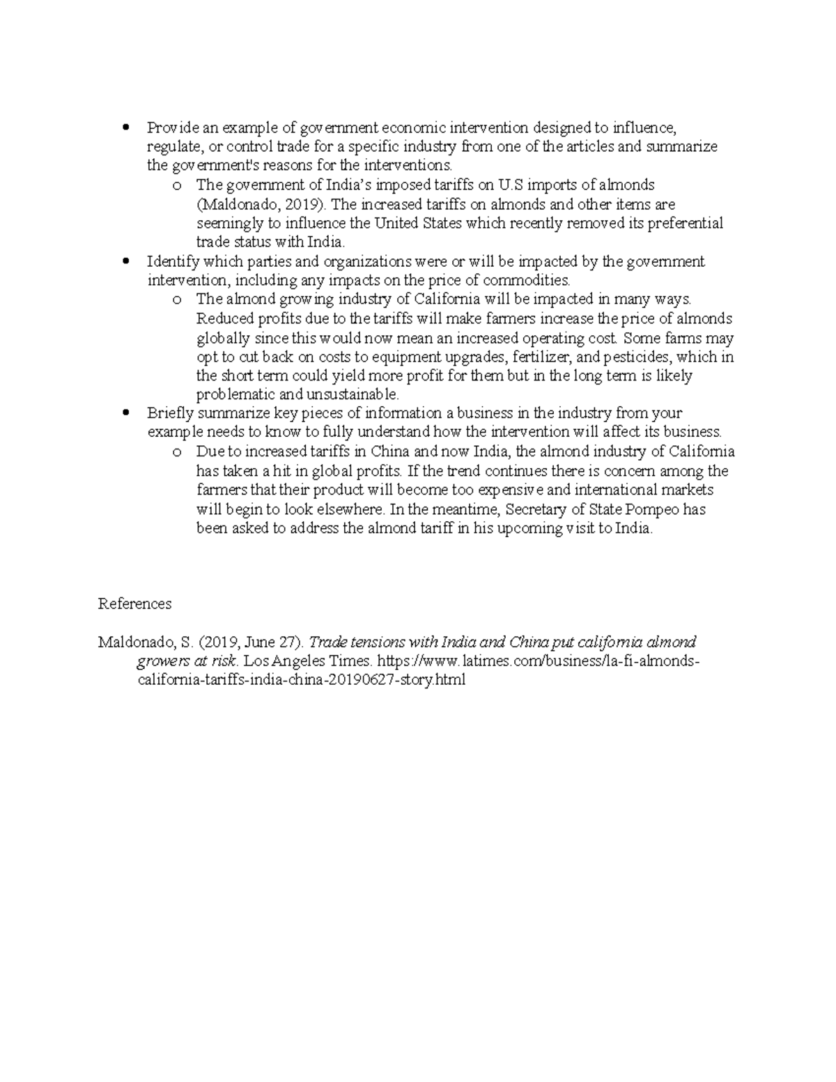 Mod 3 discussion - MOD3 - Provide an example of government economic ...