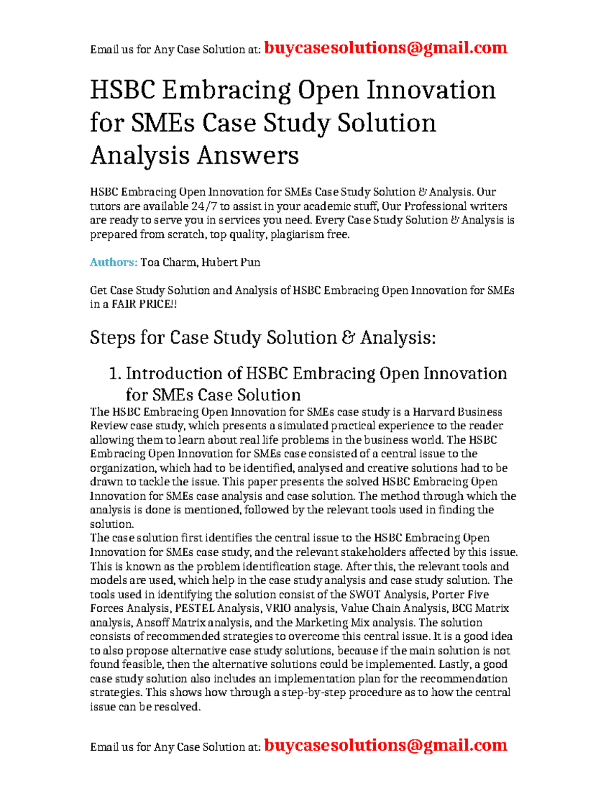 HSBC Embracing Open Innovation for SMEs: Case Study Analysis ...