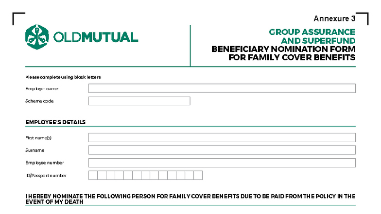OM Group Assurance & Superfund Beneficiary Nomination Form - Studocu