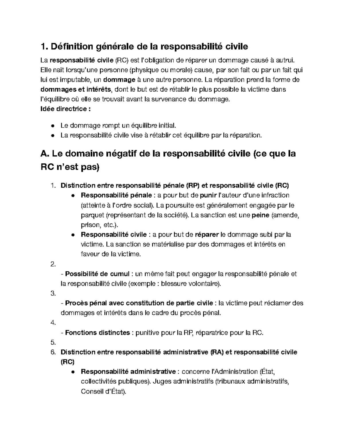 Fiches de Révision TD - Responsabilité Civile (RC) - Studocu
