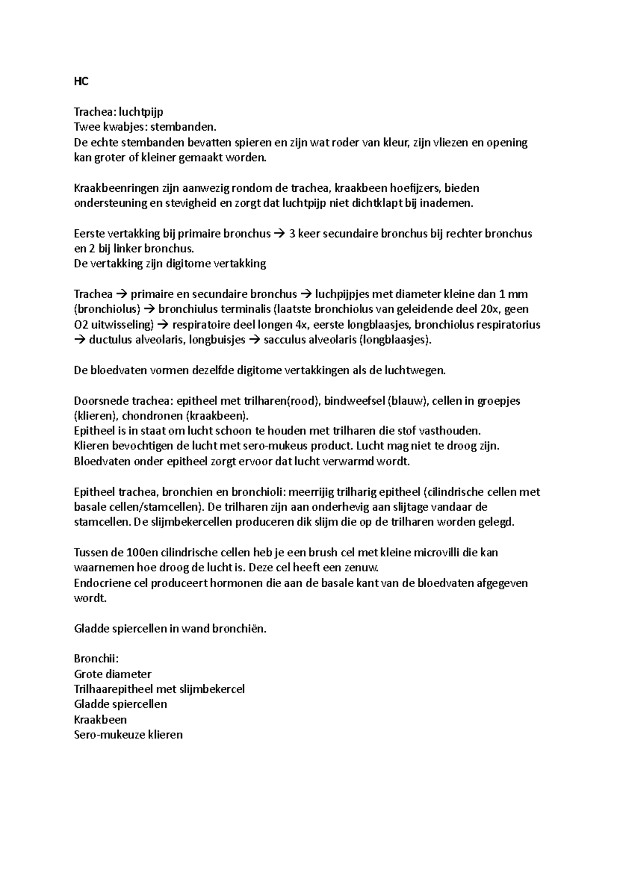 HC Longen en Luchtwegen: Anatomie en Functie van de Respiratoire ...