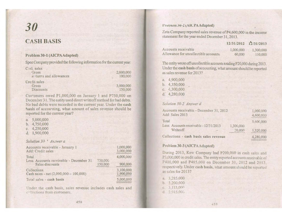 Final Exam - INTACC: Cash Basis Accounting Problems and Solutions - Studocu