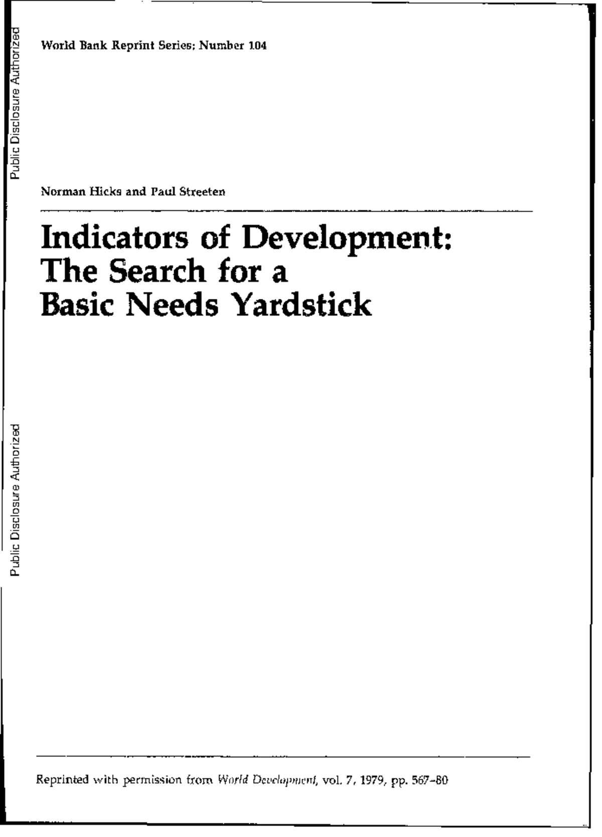 Indicators of Development: A Basic Needs Approach (WB 104) - Studocu