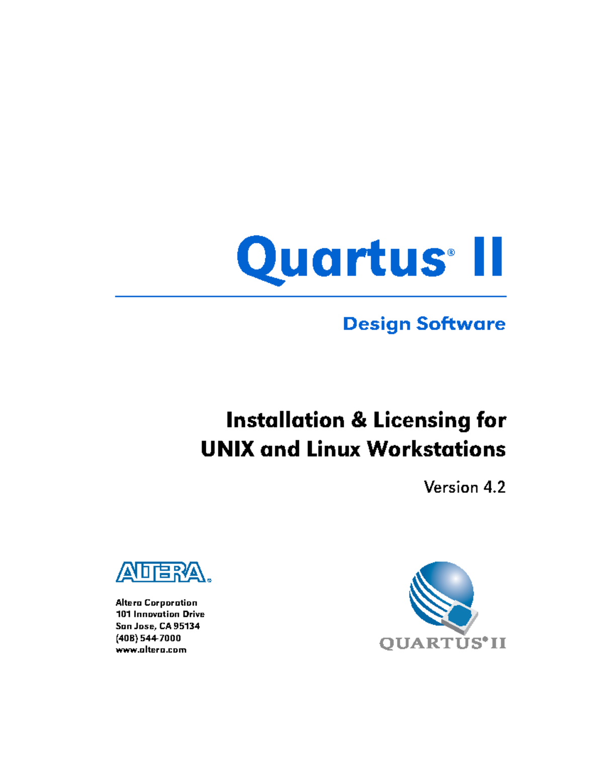 2 4 2 quartus install unix - Quartus ® II Design Software Installation ...