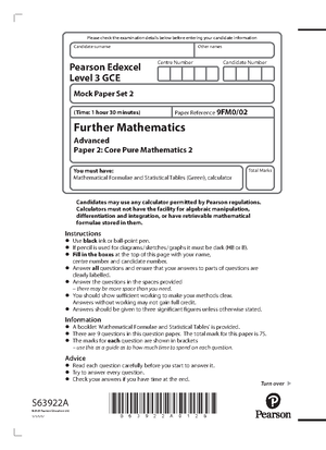 A level Core Pure Mathematics 1 June 2023 pdf MS - Mark Scheme Results ...
