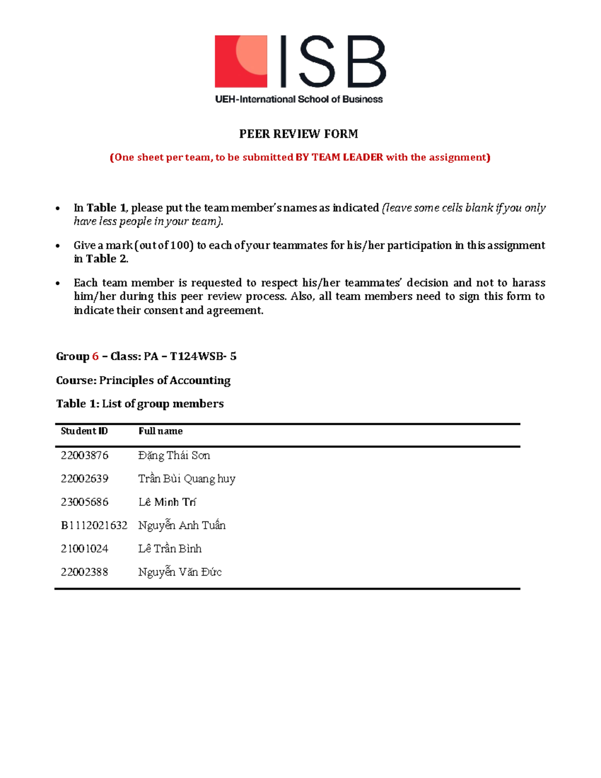 PA5 G6 TT3 - notes - PEER REVIEW FORM (One sheet per team, to be ...