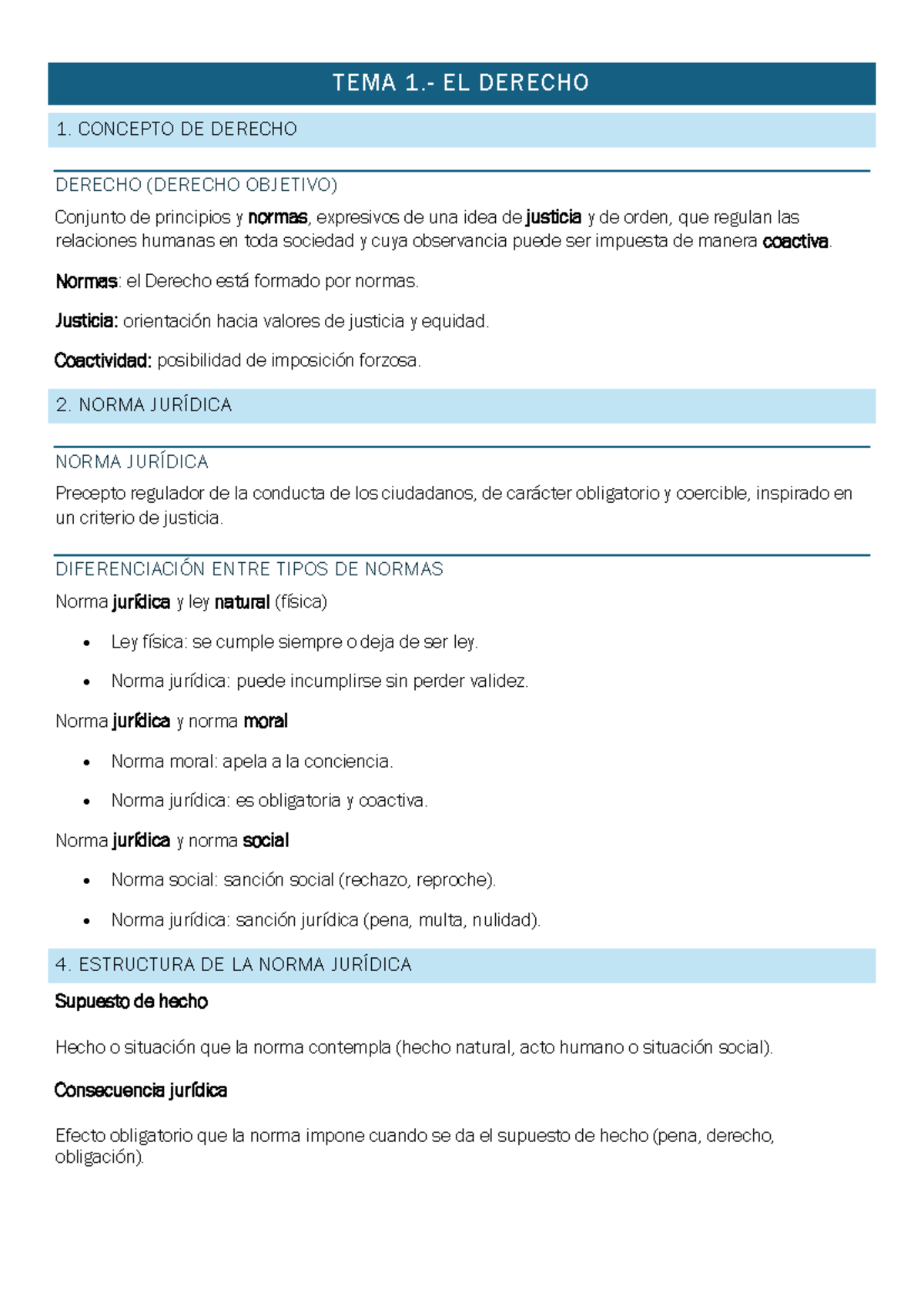 Derecho 1: Conceptos Fundamentales y Estructura Jurídica - Studocu