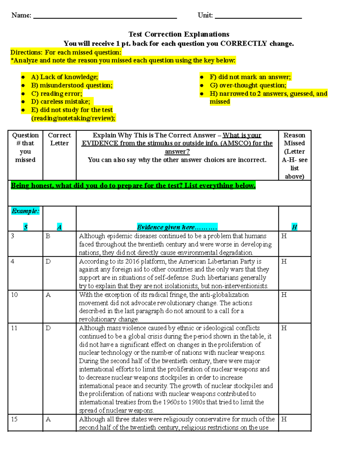 AP Test Corrections 2024-2025: Detailed Analysis and Explanations - Studocu
