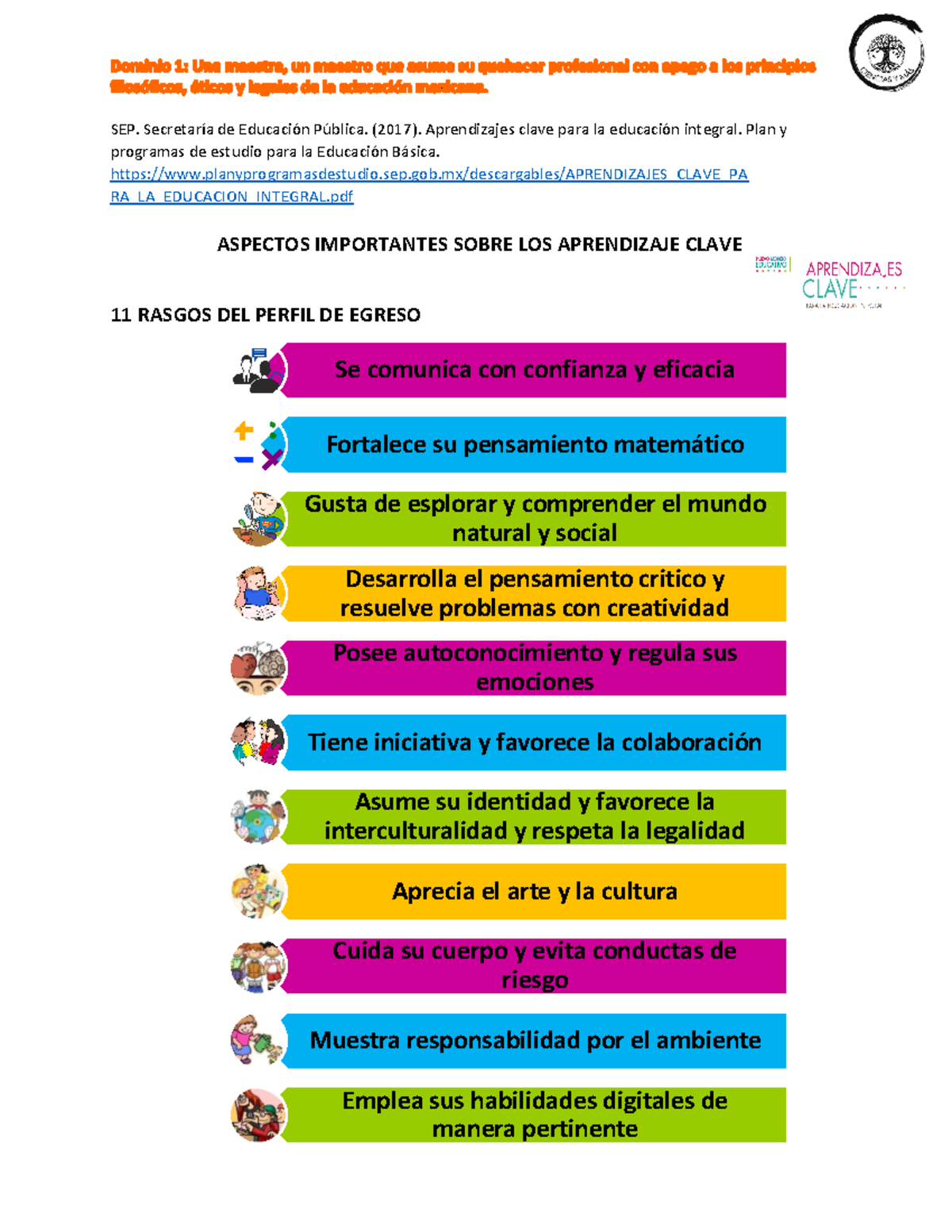 Aprendizajes Clave SEP 2017: Guía para la Educación Integral - Studocu