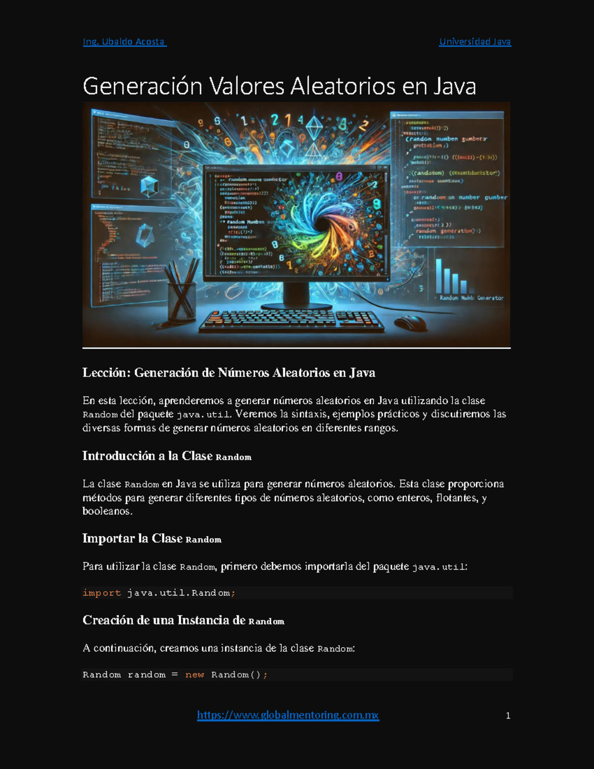 04-07-00-Lección sobre Generación de Números Aleatorios en Java-UJ - Studocu